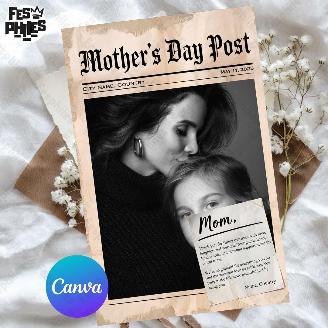 Canva Template Editable Mothers Day Newspaper Canva Template, Editable ...