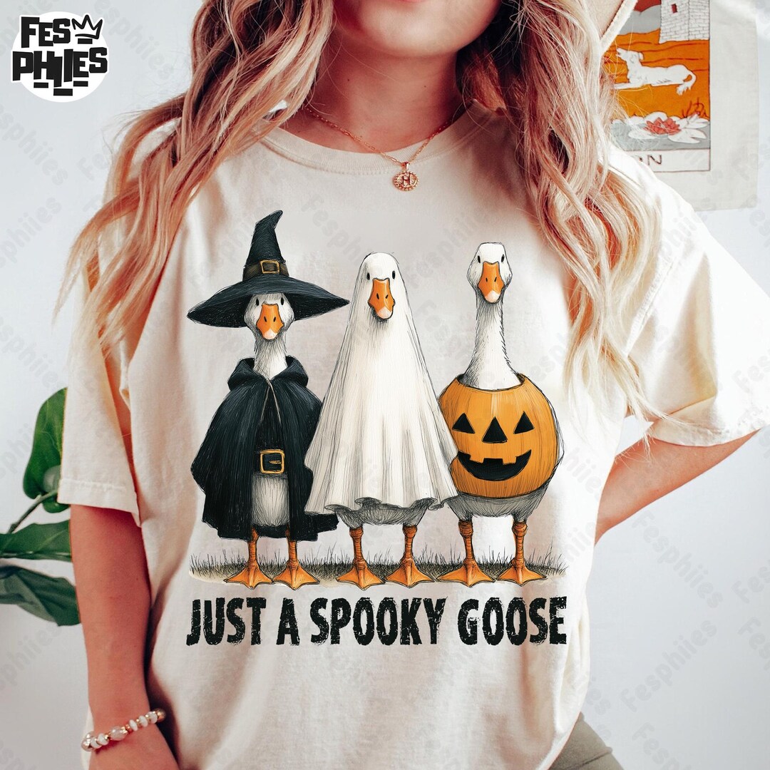 Just A Spooky Goose Png, Boo Ghost Goose Png, Halloween Goose Shirt ...
