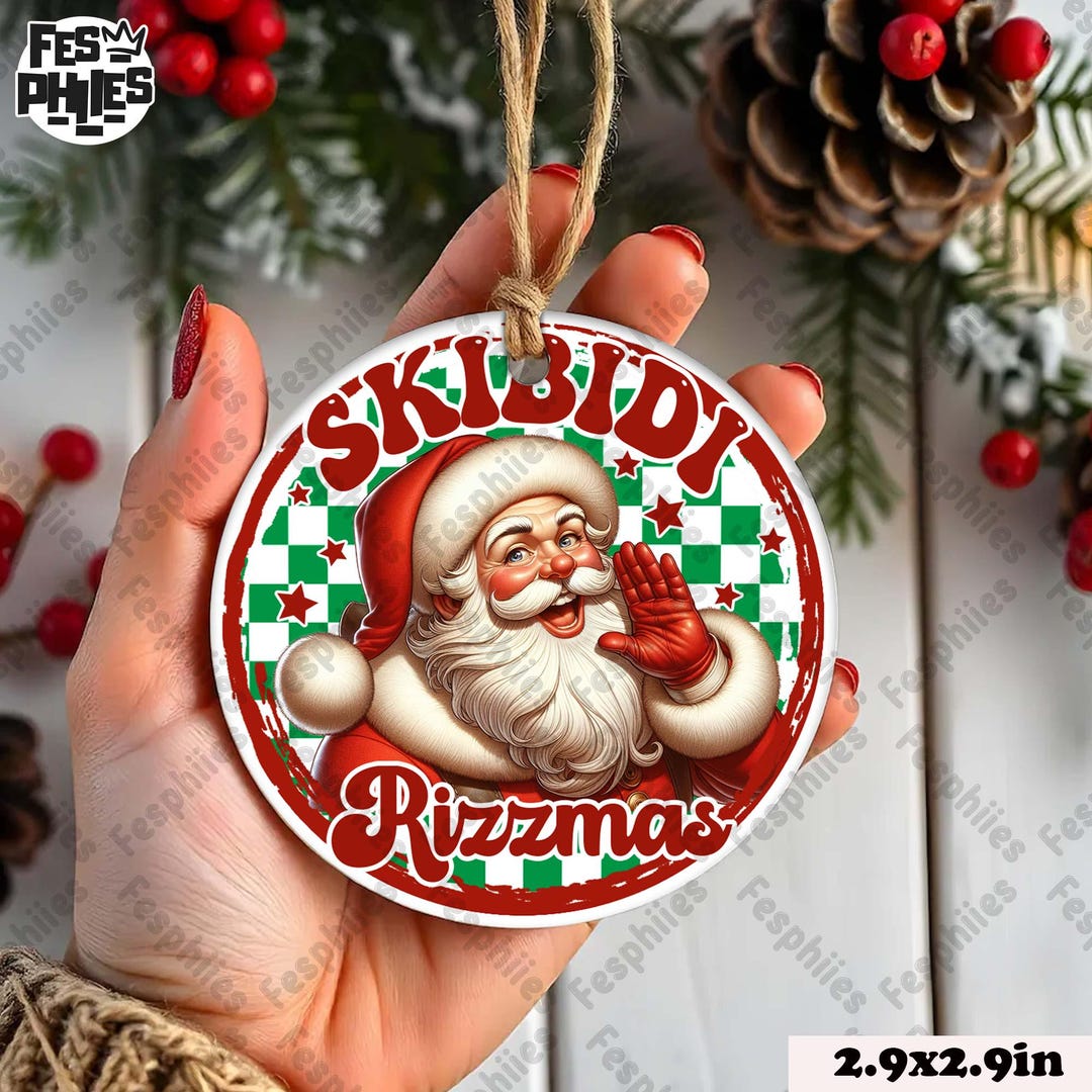 Funny Skibidi Rizzmas Ornament Png, Rizzler Santa Claus Ornament Png ...