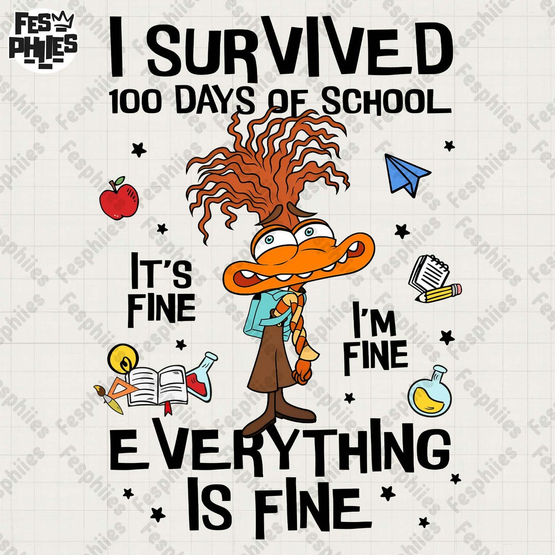 I Survived 100 Days of School Png, Emotions Cartoon Png, Teacher Png ...