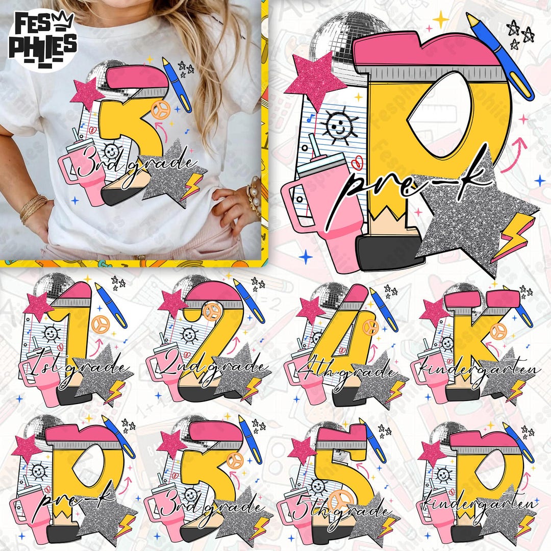 Teacher Bright Png Bundle, Preppy Back to School Png Bundle, Teacher ...