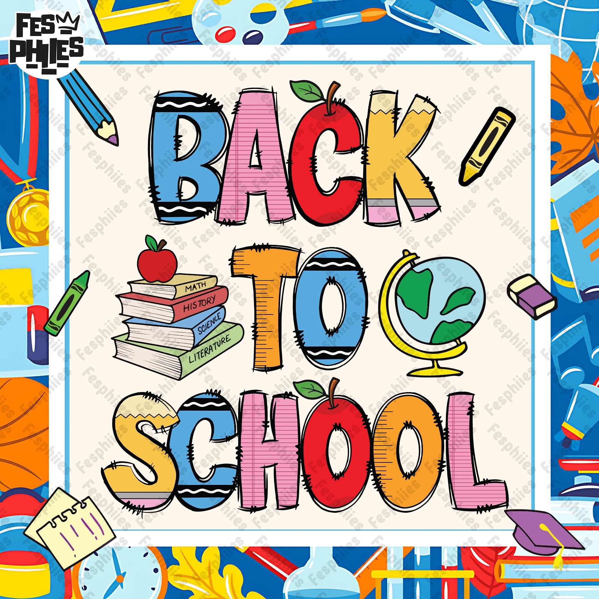Back to School Doodle Letters Png Bundle, Back to School Png, School ...
