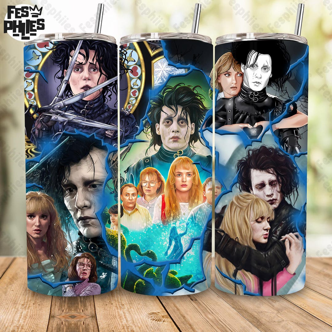 Horror Movie Scissor Halloween 20oz Tumbler Design Png, Cat Movie ...