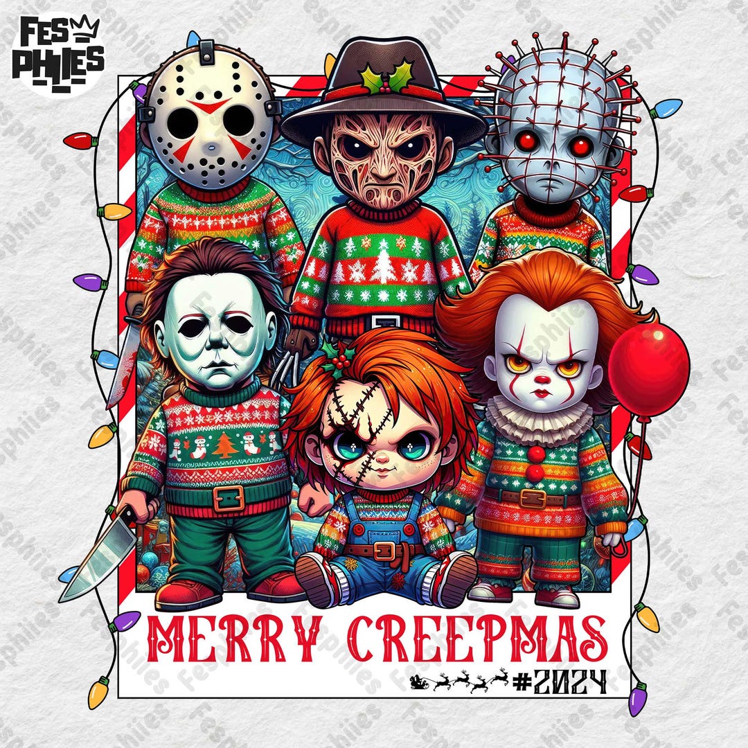Funny Christmas Movie Killer Png, Merry Creepmas Png, Retro Killers ...