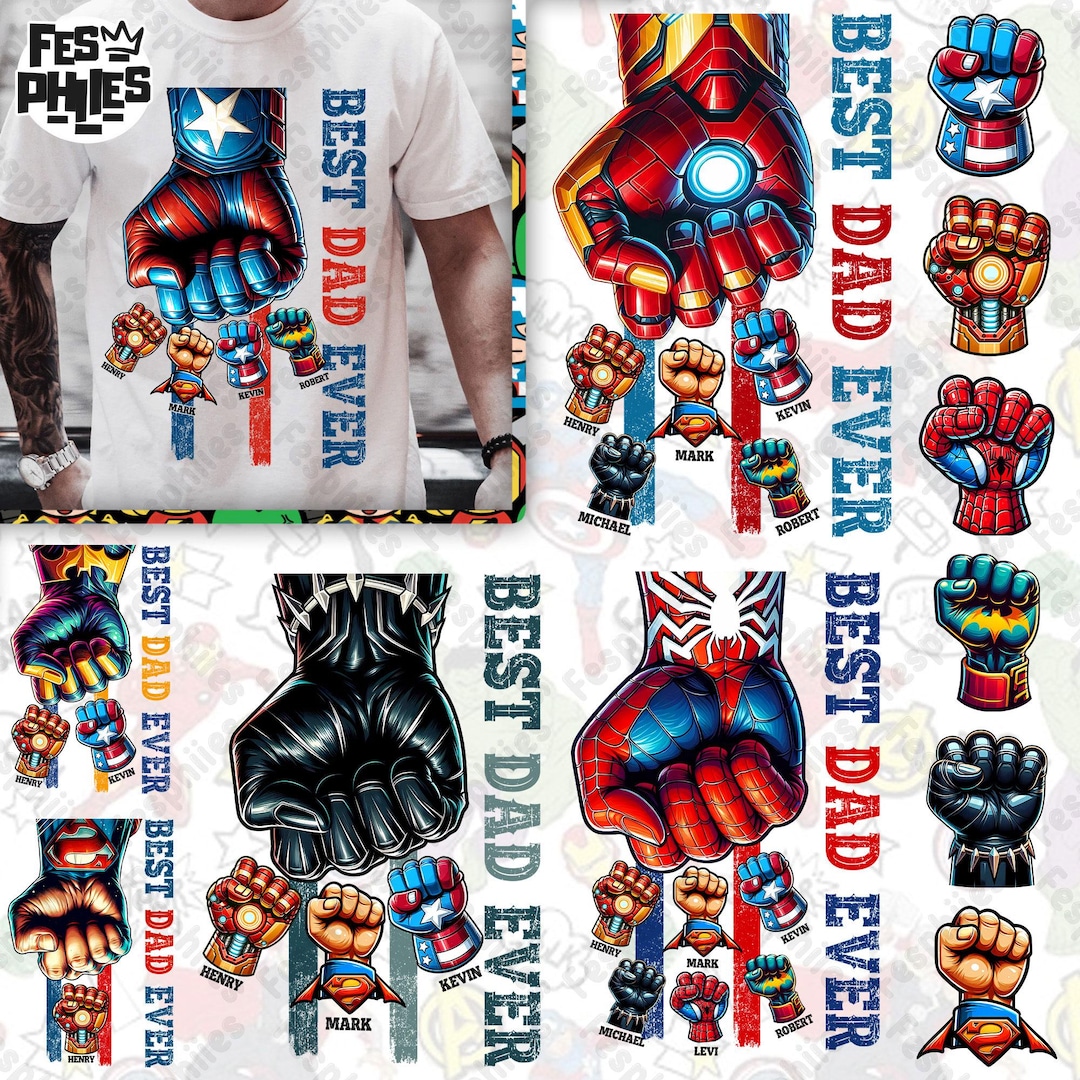 Custom Best Dad Ever Png, Fist Bump Set Superhero Png, Custom Superhero ...