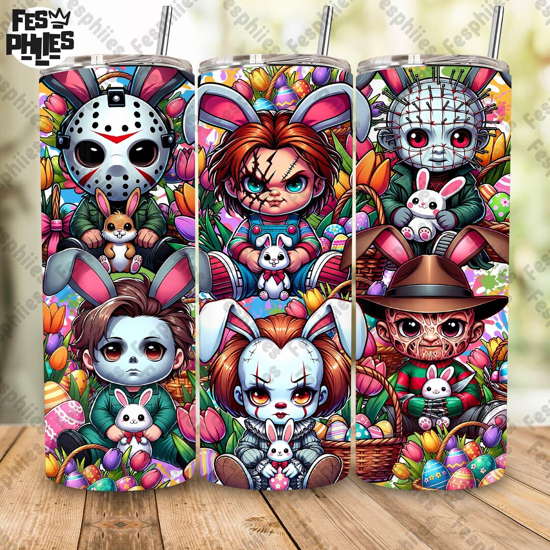 Killer Easter Chibi 20oz Tumbler Png, Horror Easter Tumbler Png, Happy ...
