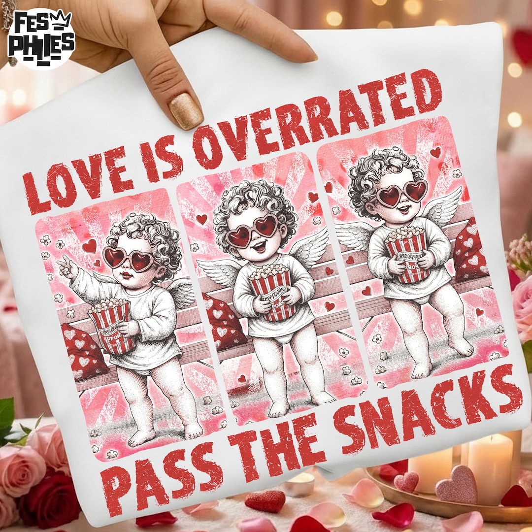 Funny Valentine PNG, Love is Overrated Snacks PNG, Sarcastic Vday PNG ...