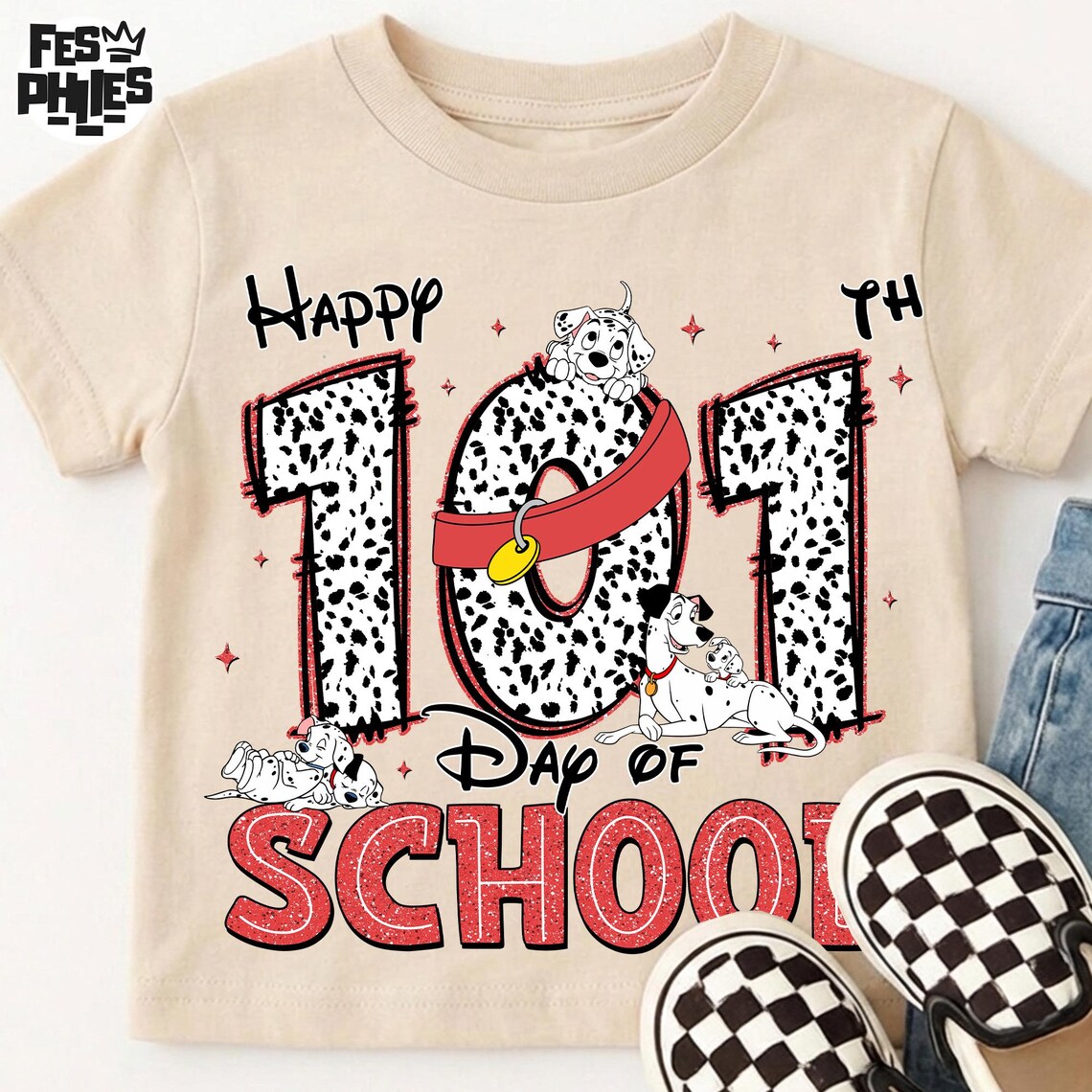 101st Day of School PNG, Dalmatian Dog Cartoon Design, Funny 101 Days ...
