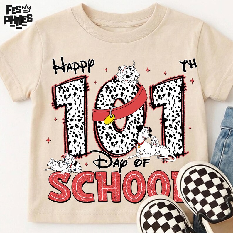 101st Day of School PNG, Dalmatian Dog Cartoon Design, Funny 101 Days ...