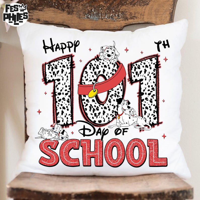 101st Day of School PNG, Dalmatian Dog Cartoon Design, Funny 101 Days ...