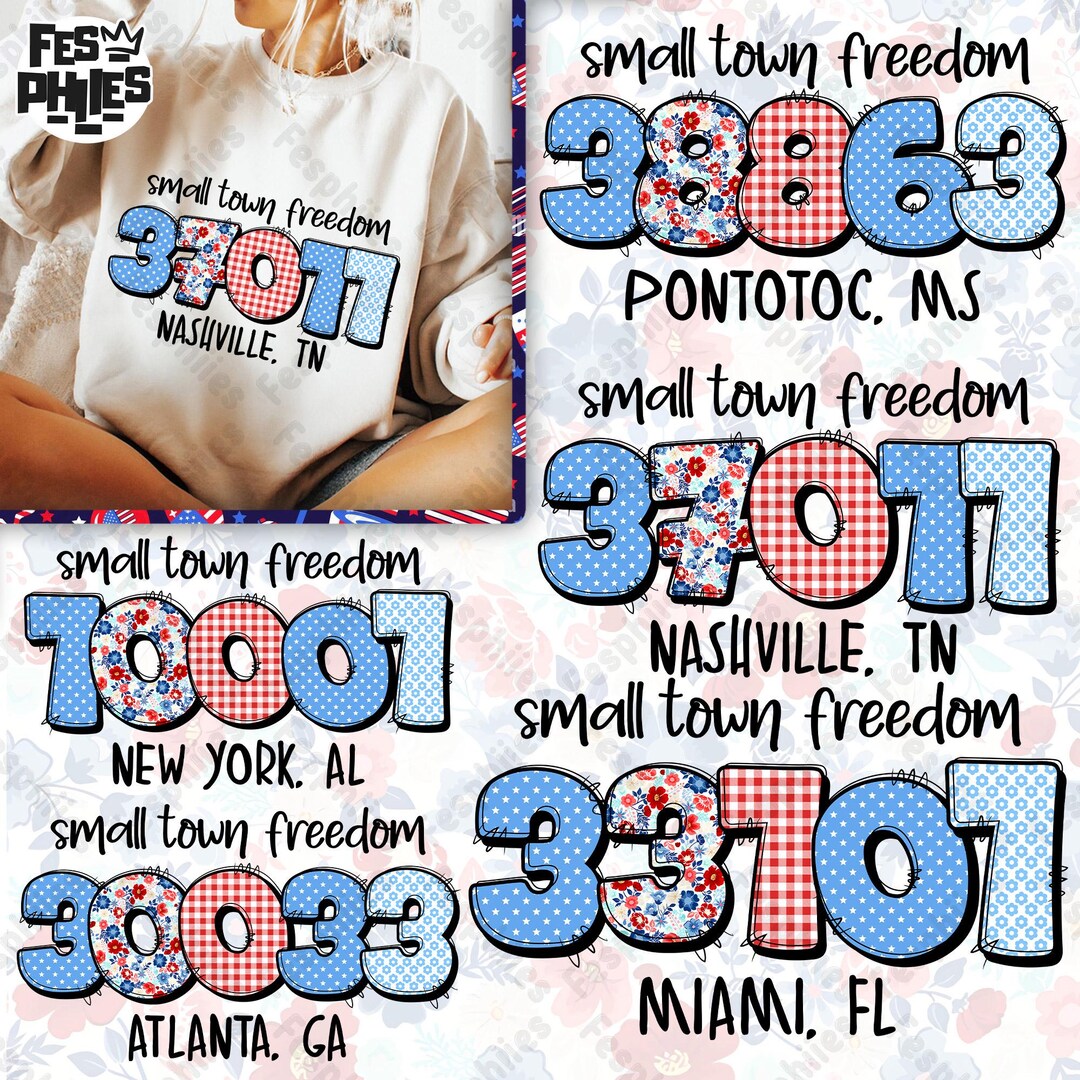 Custom Small Town Freedom Zip Code PNG, Personalized Zip Code USA Png ...