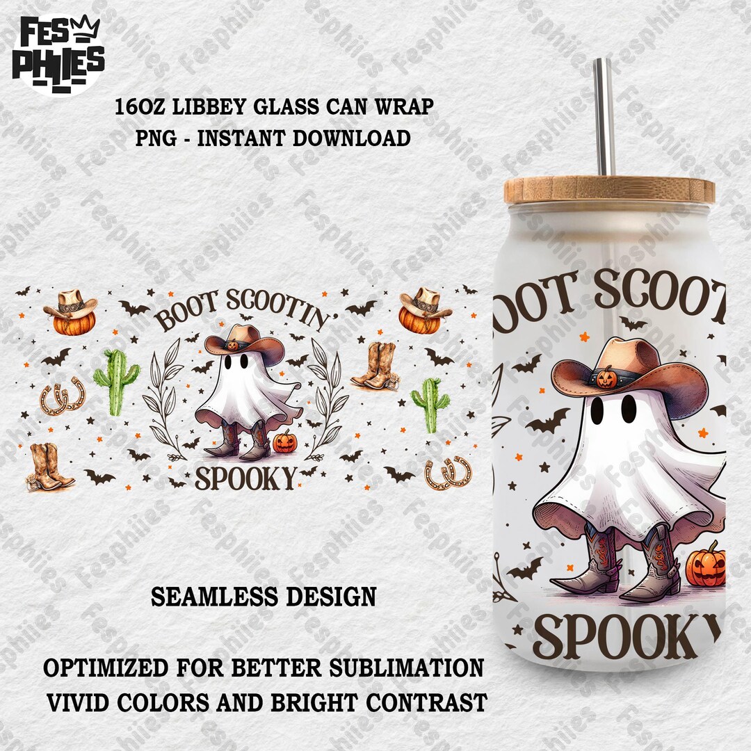 Retro Cowgirl Ghost Png, Western Halloween Libbey Glass Can Png, Spooky ...