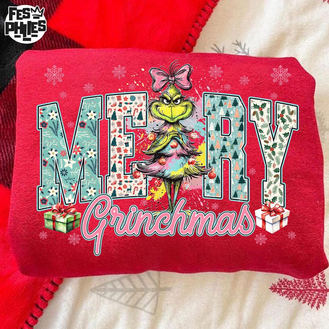 Preppy Christmas Movie Shirt Design, Merry Christmas Green Monster Png ...