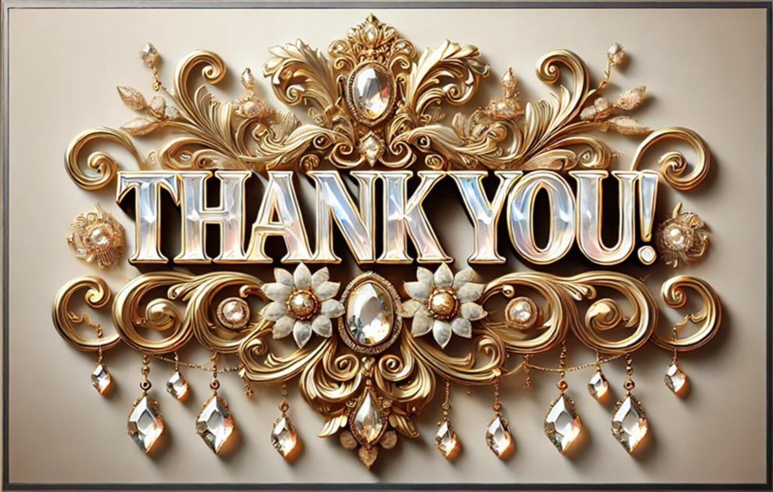 Crystal & Gold Font Thank You Card - Glossy Photo Paper - Etsy