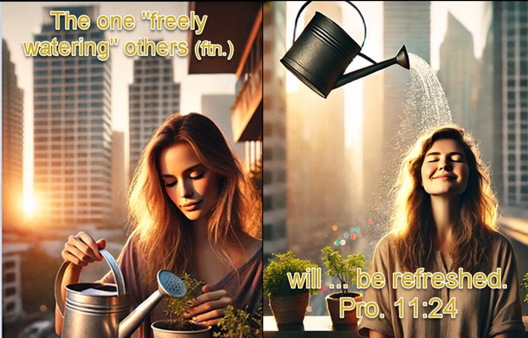 T4 JW Thank You Card. Split-screen Woman Watering and Being Watered ...