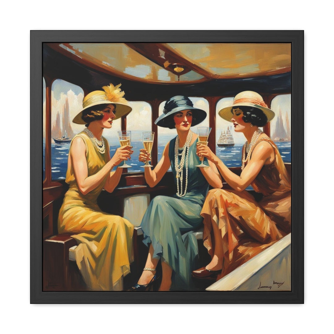 Young Women in the Era of the 1920's Socialising at a Boat Party ...