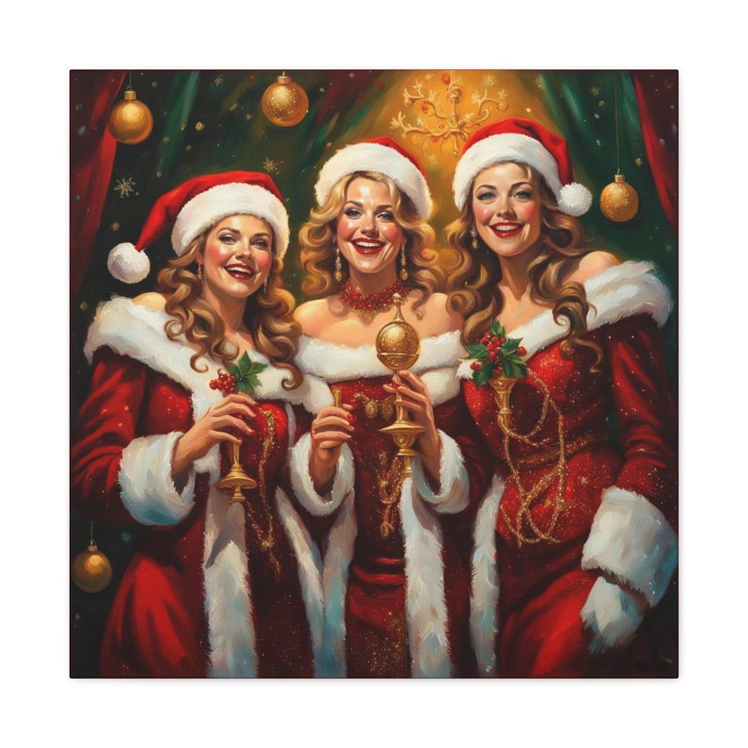 3 Women on Stage Happily Celebrating the Festive Season in a Santa ...