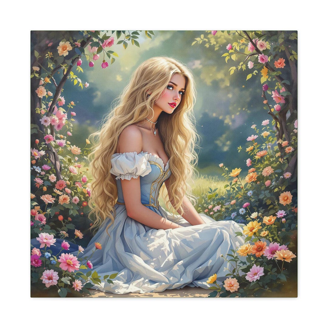 Modern Day Version of Cinderella in Her Garden. Canvas Wall Art Print ...