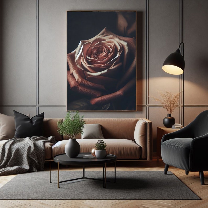 Portrait of Rose Wall Art, Moody Flower Print, Dark Academia Print ...