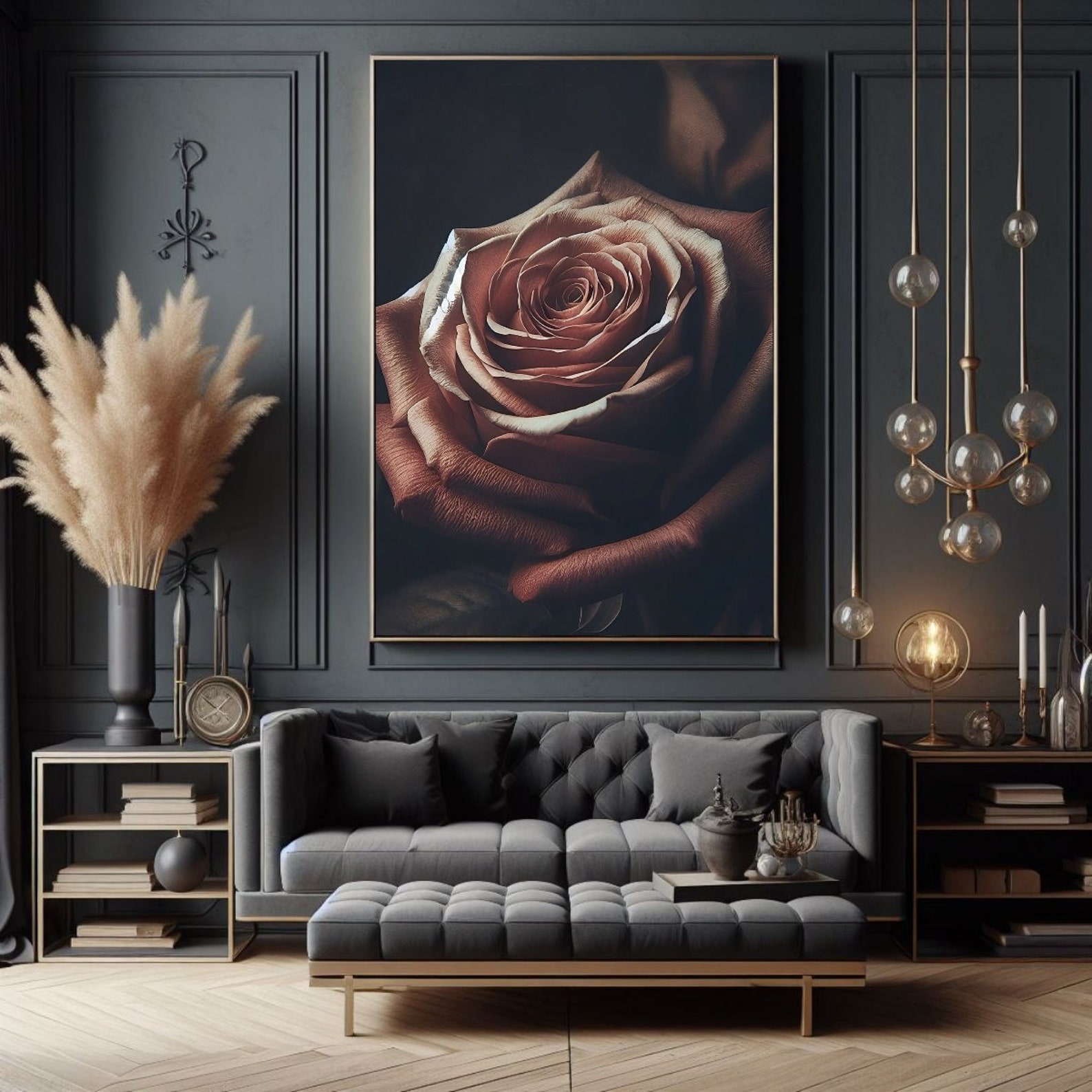 Portrait of Rose Wall Art, Moody Flower Print, Dark Academia Print ...