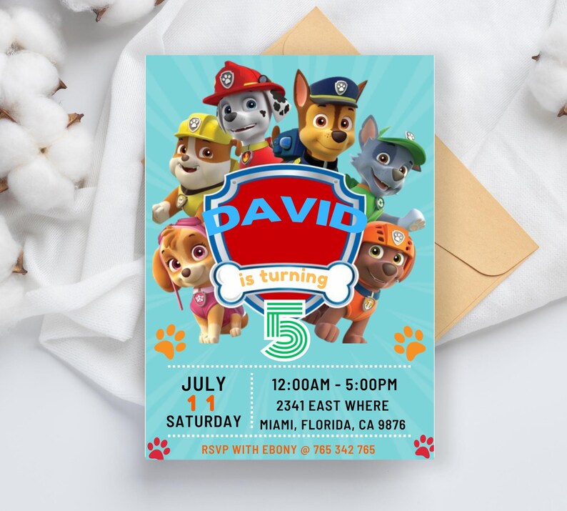 Pawsome Paw Patrol Birthday Invitation Puppy Power Paw Patrol Birthday ...