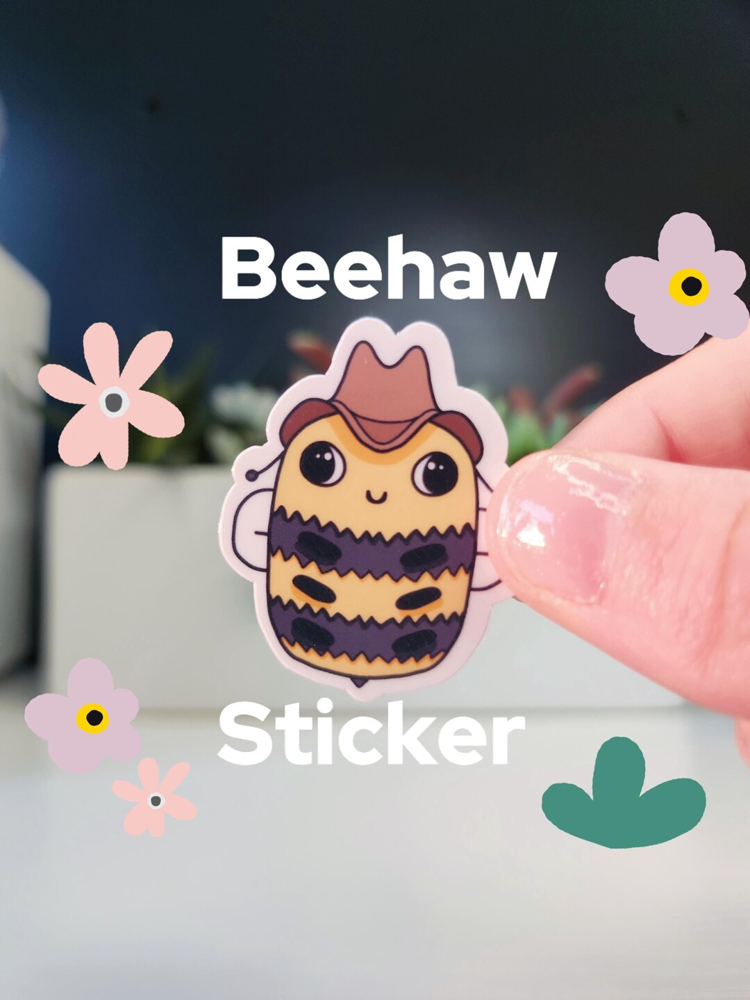Beehaw Sticker, Cowboy Bee Sticker - Etsy