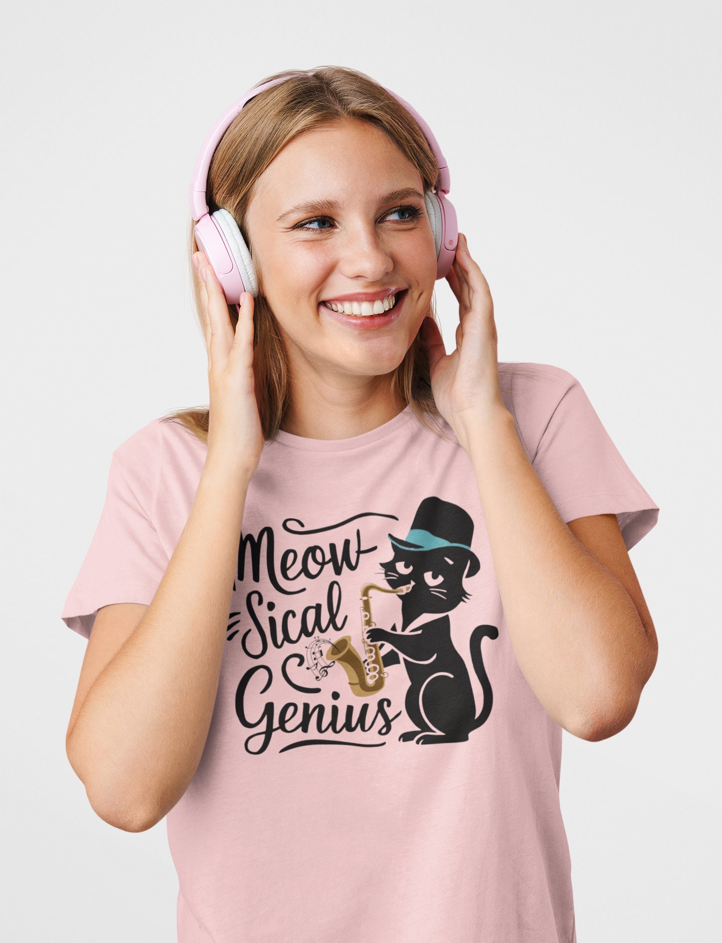 Meowsical Genius T-shirt, Whimsical Cat Shirt, Musicians Shirt, Sax ...