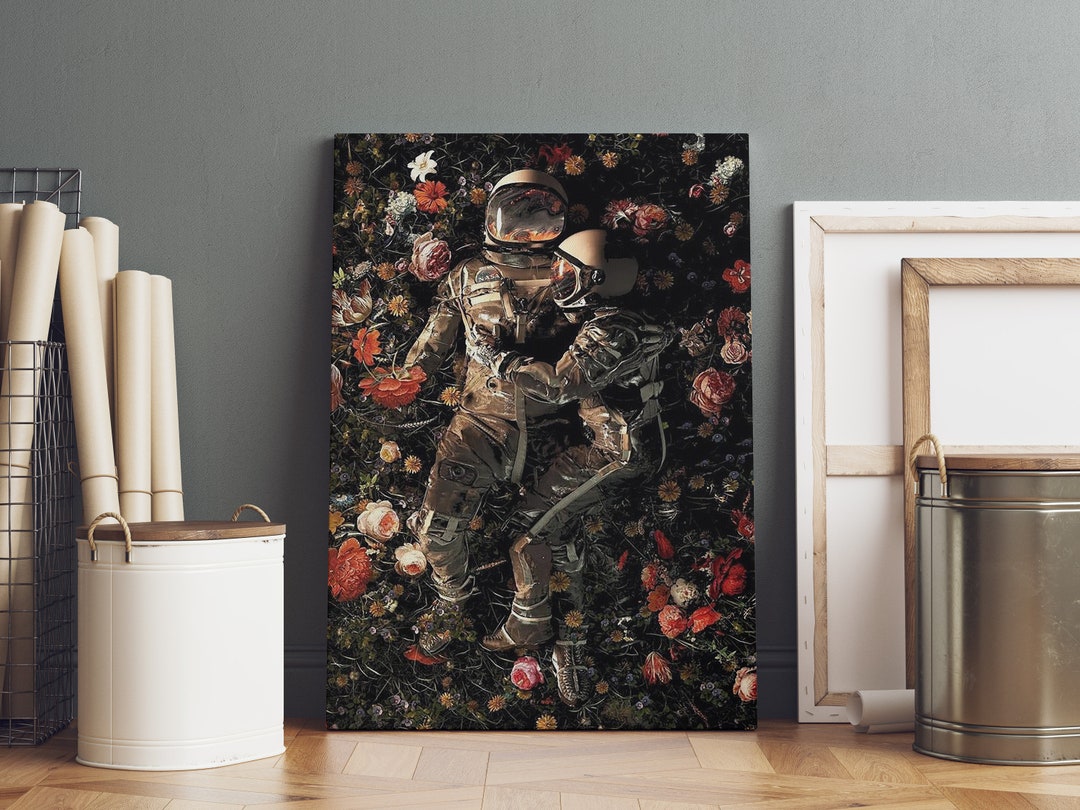 Astronaut Love İn Space Canvas Poster, Quality Wall Art, Living Room ...