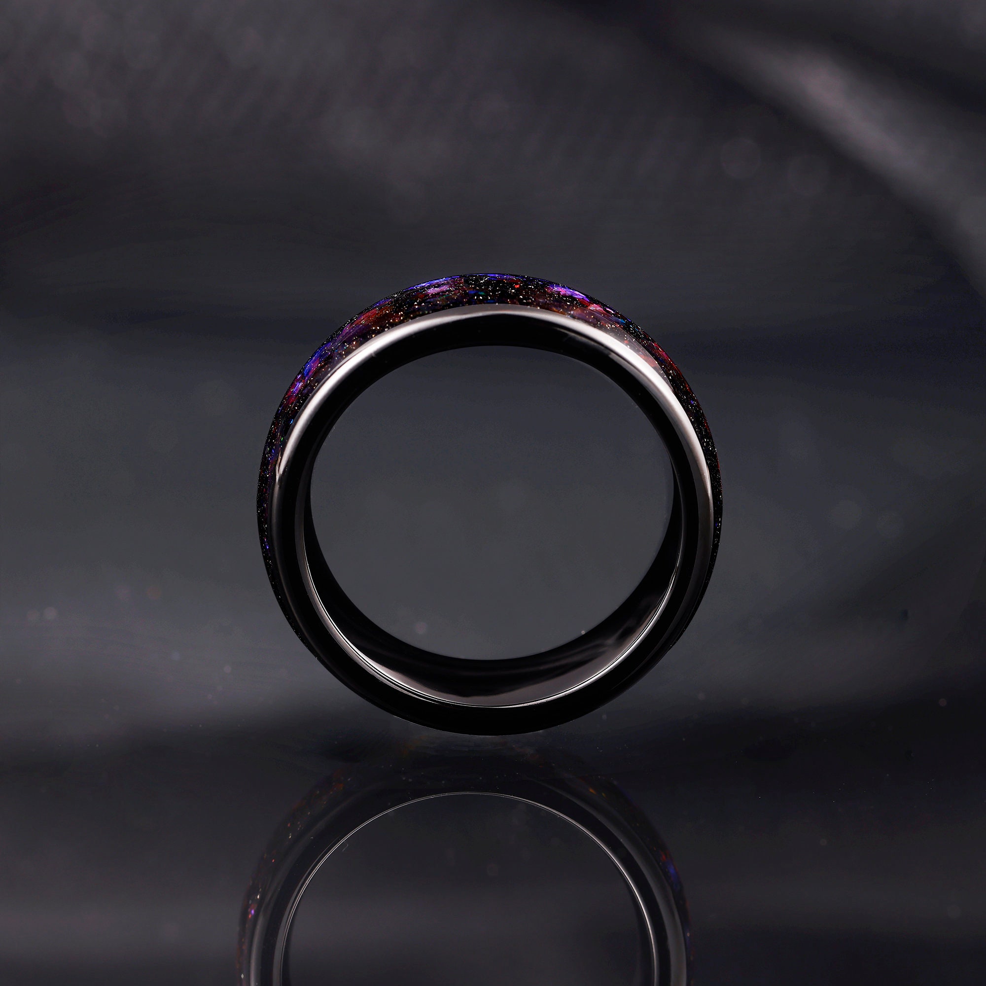 Galaxy Orion Nebula Ring 8mm Tungsten Outer Space Ring Meteorite Ring ...