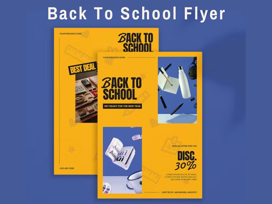 Back to School Flyer & Canva Template, School Supplies Template ...