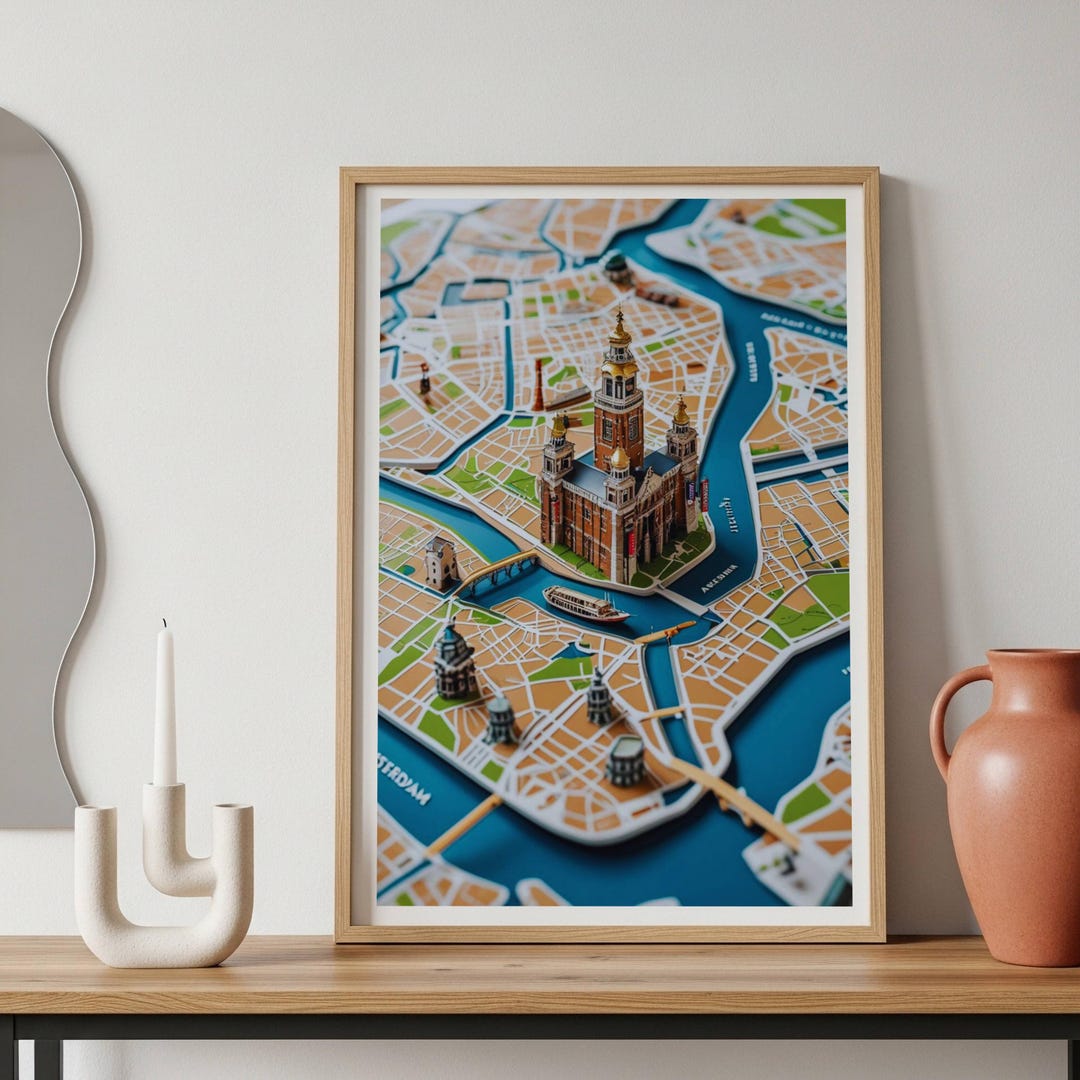 Amsterdam City Map Vertical Poster, Urban Decor Wall Art, Travel Gift ...