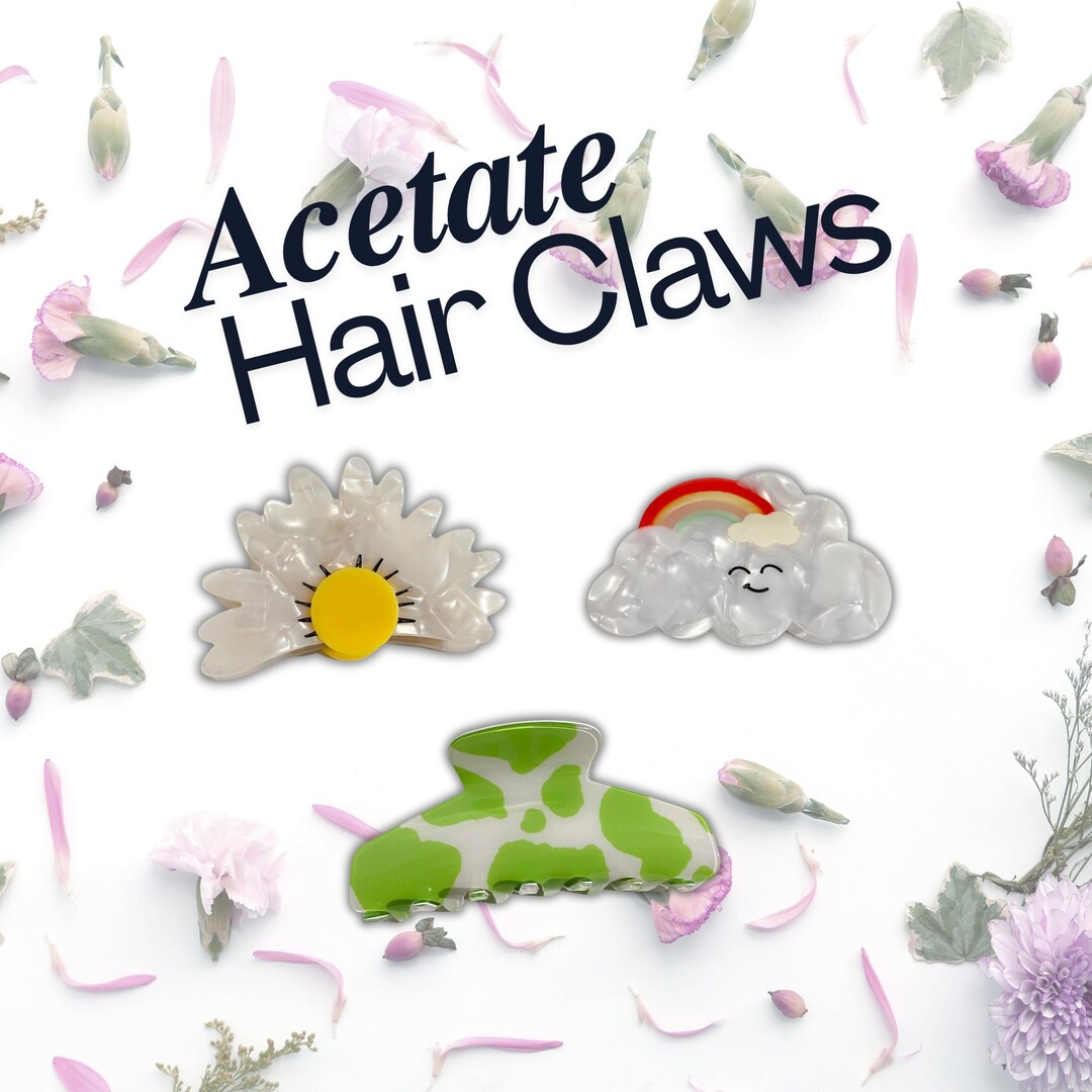 Colorful Rainbow Flower Acetate Hair Clip Claw for Women Girls, Bright ...