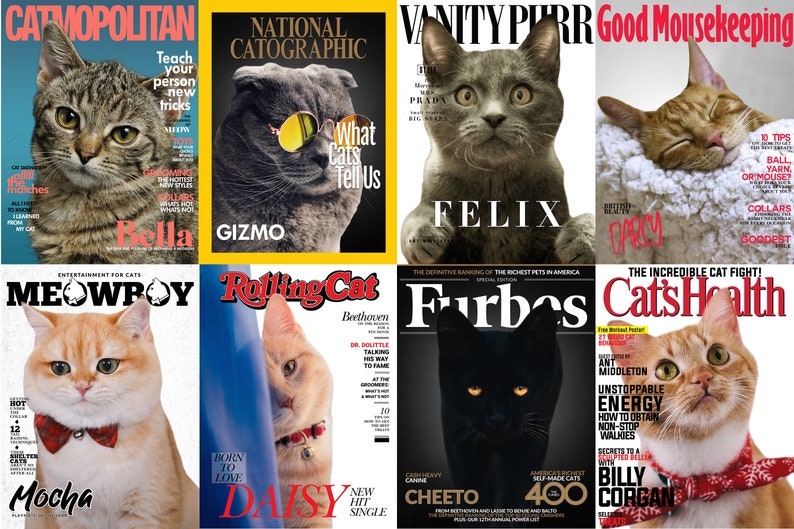 Pet Magazine Cover, Digital File Only, Custom Pet Portrait, Dog Lovers ...