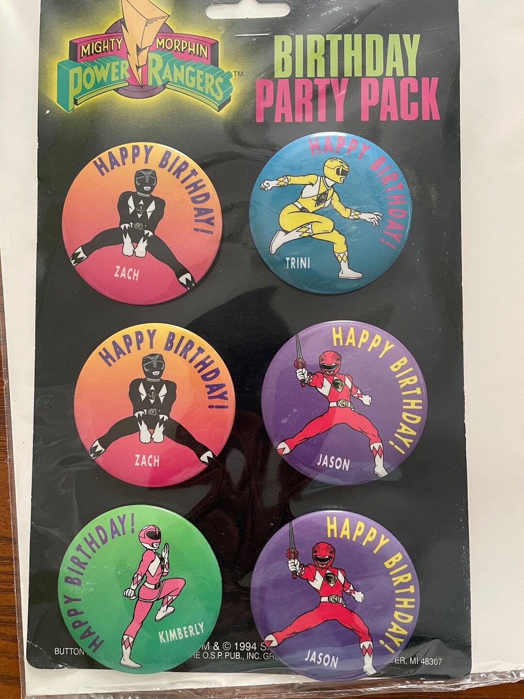 Vintage 1994 Power Rangers Party Favor Happy Birthday Buttons - Etsy