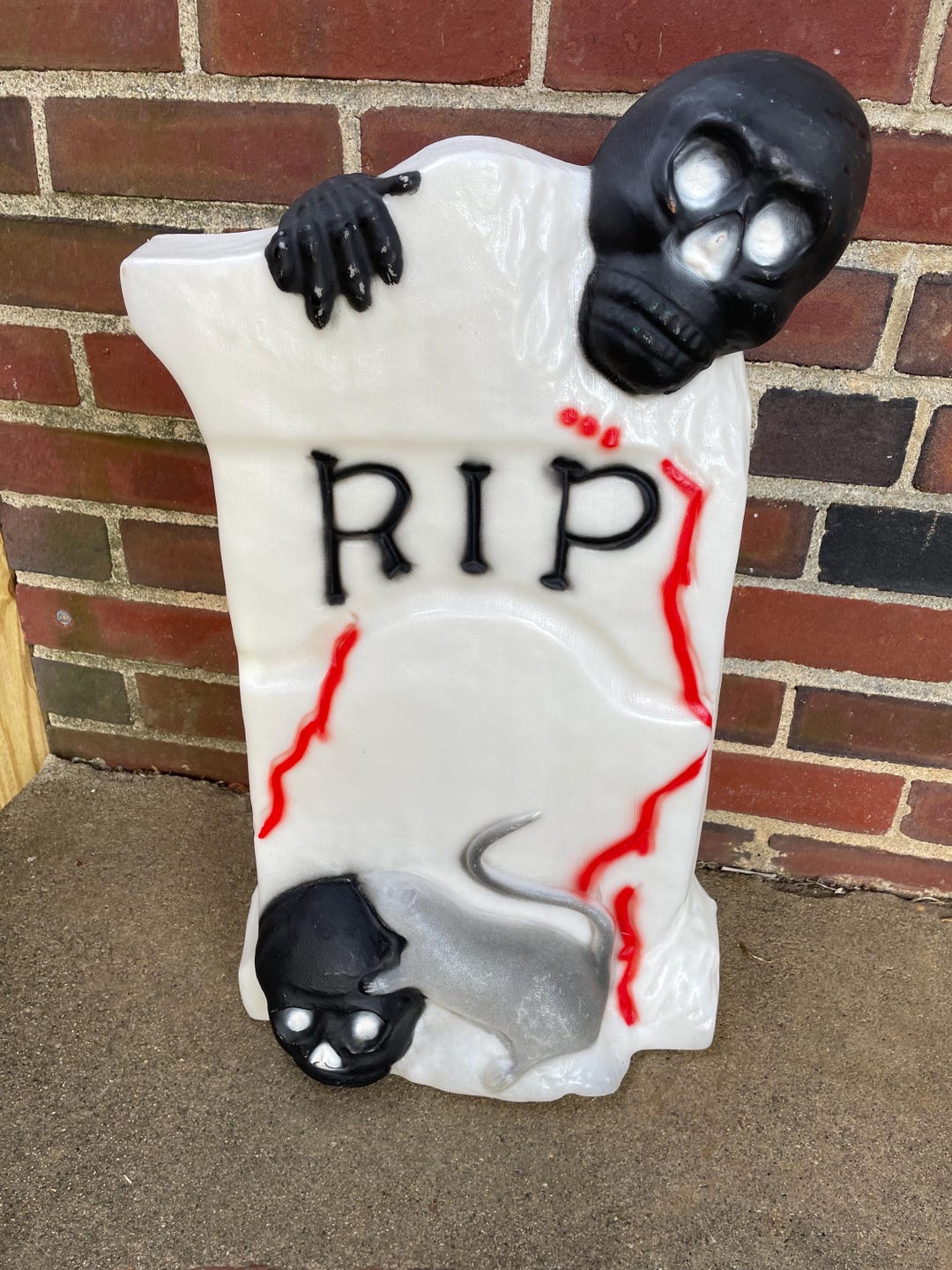 Vintage Halloween RIP Tombstone Black Skull With Rat Blow Mold - Etsy