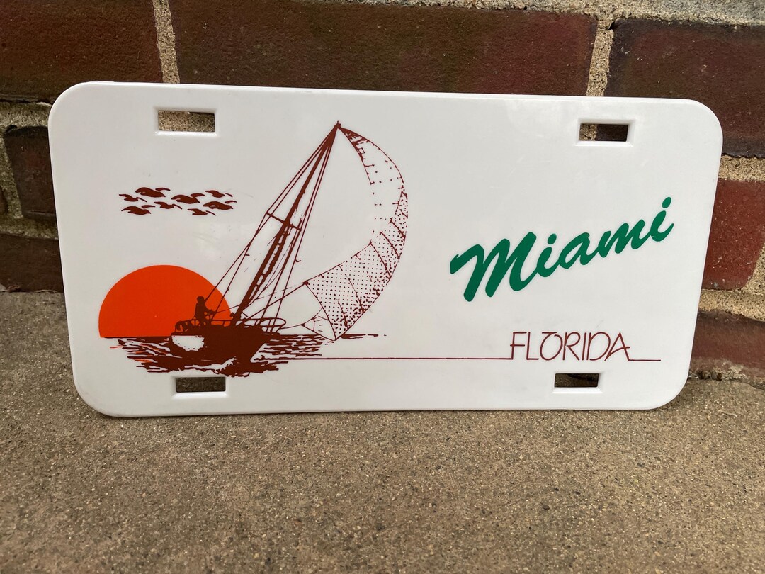 Vintage 1980’s Miami Florida Sailboat Souvenir Front License Plate - Etsy