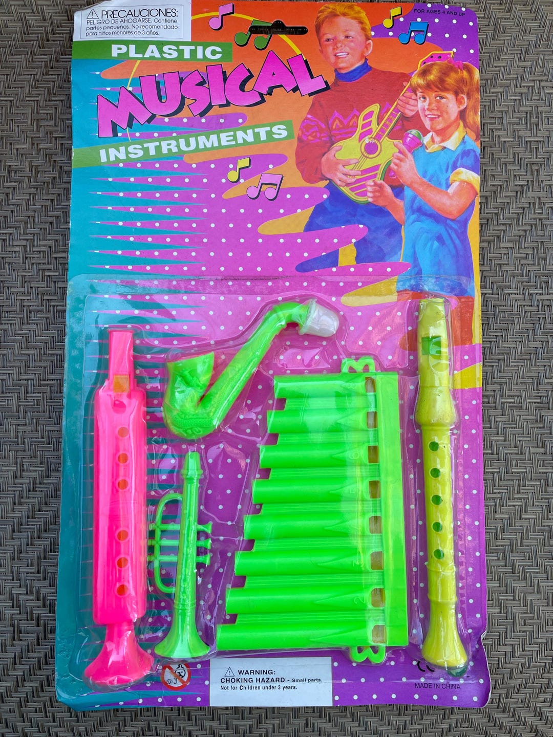 Vintage Pretend Play Children’s Toy Neon Musical Instruments New Old ...