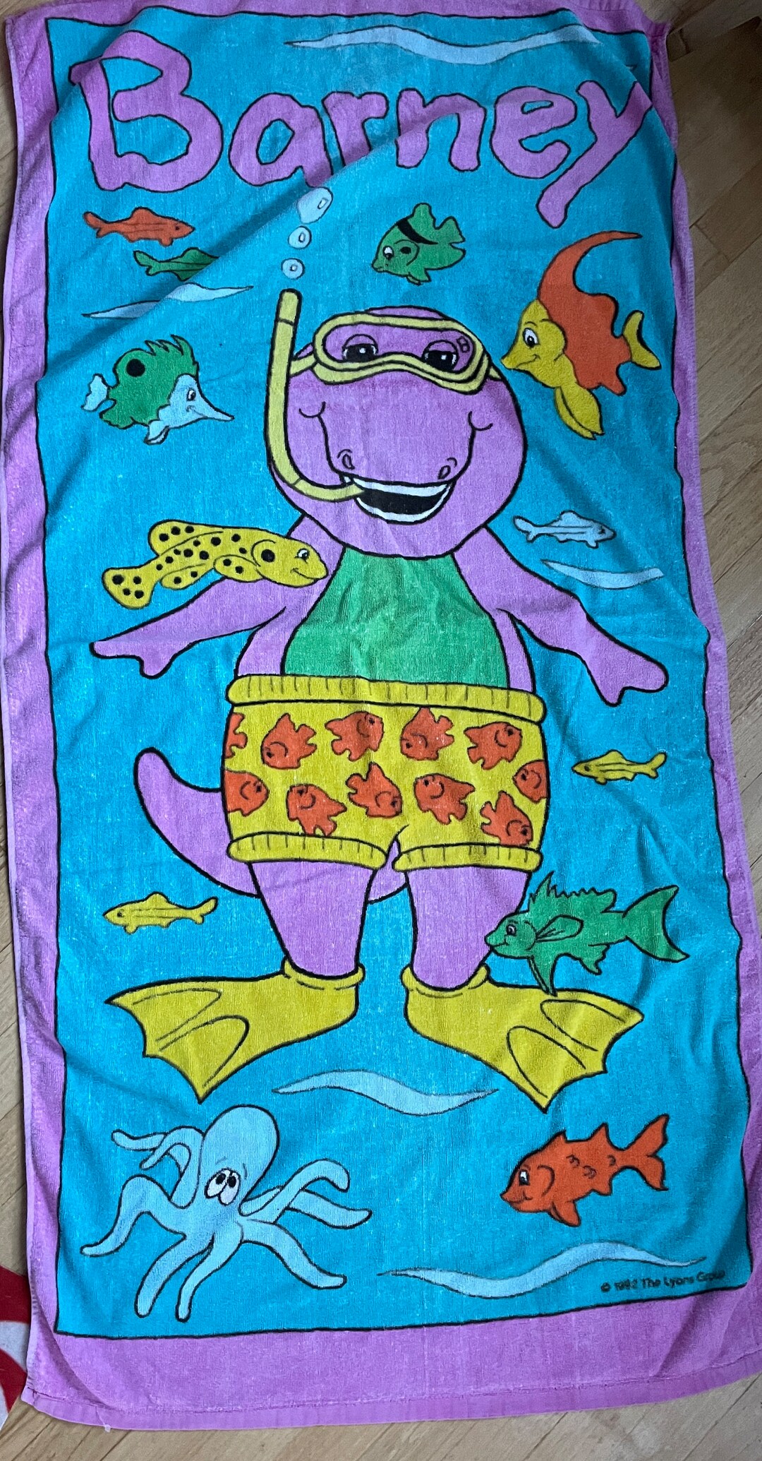 Vintage 1992 Barney Beach Pool Towel - Etsy