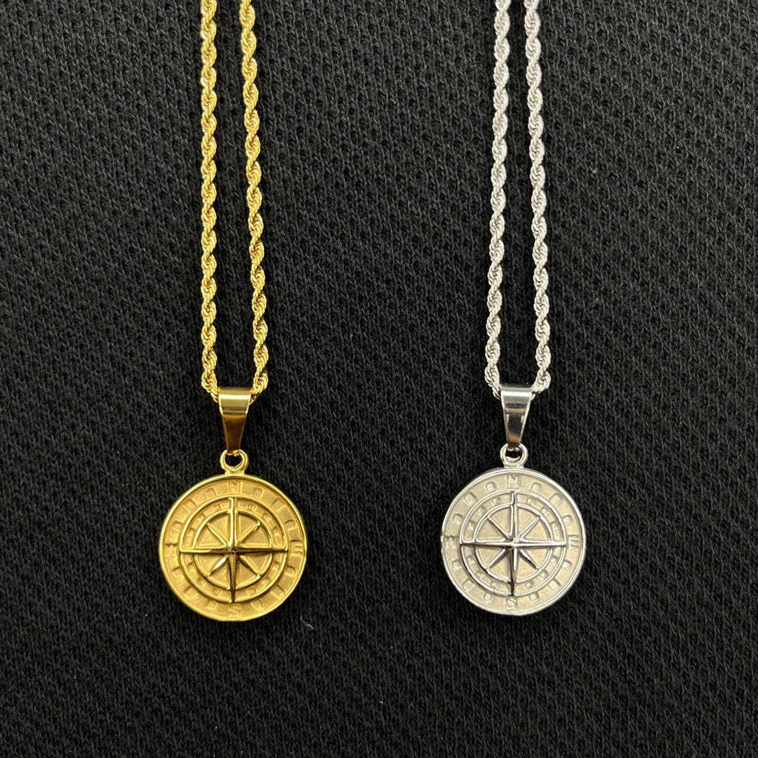 Compass Pendant Necklace for Men Compass North Star Pendant Necklace ...