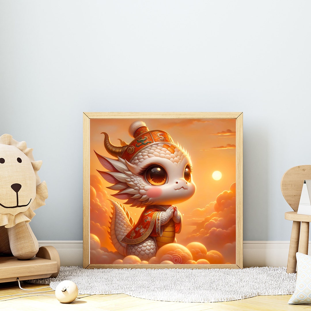 Cute Baby Dragon With Sunset Downloadable Digital Art - Etsy