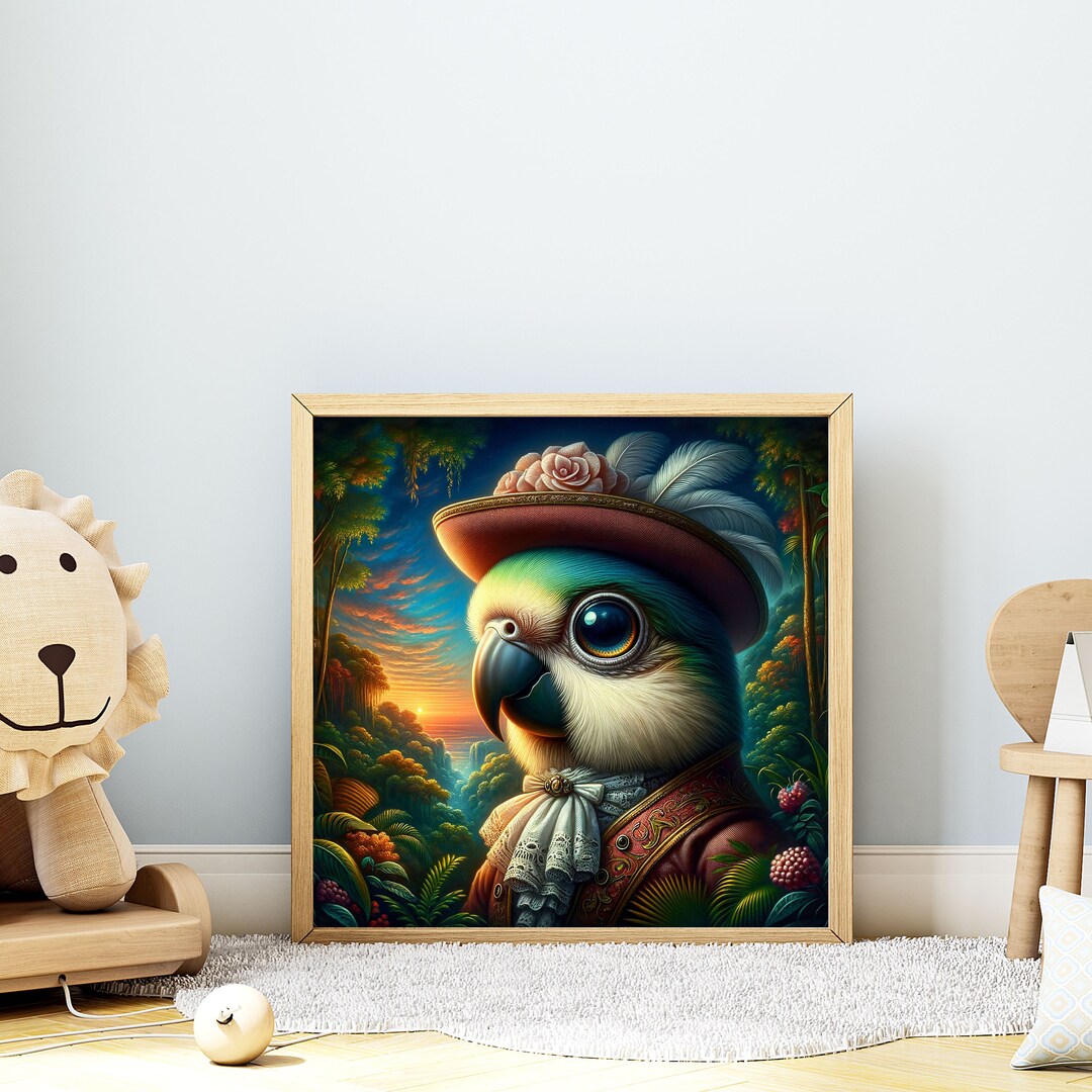 Cute Jungle Baby Animal Fancy Parrot Downloadable Digital Art - Etsy