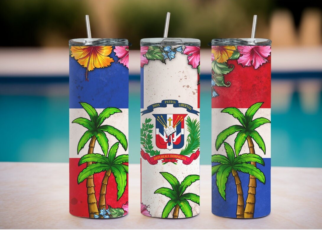 Dominican Republic Tumbler Wrap - 20oz Skinny Sublimation Design ...