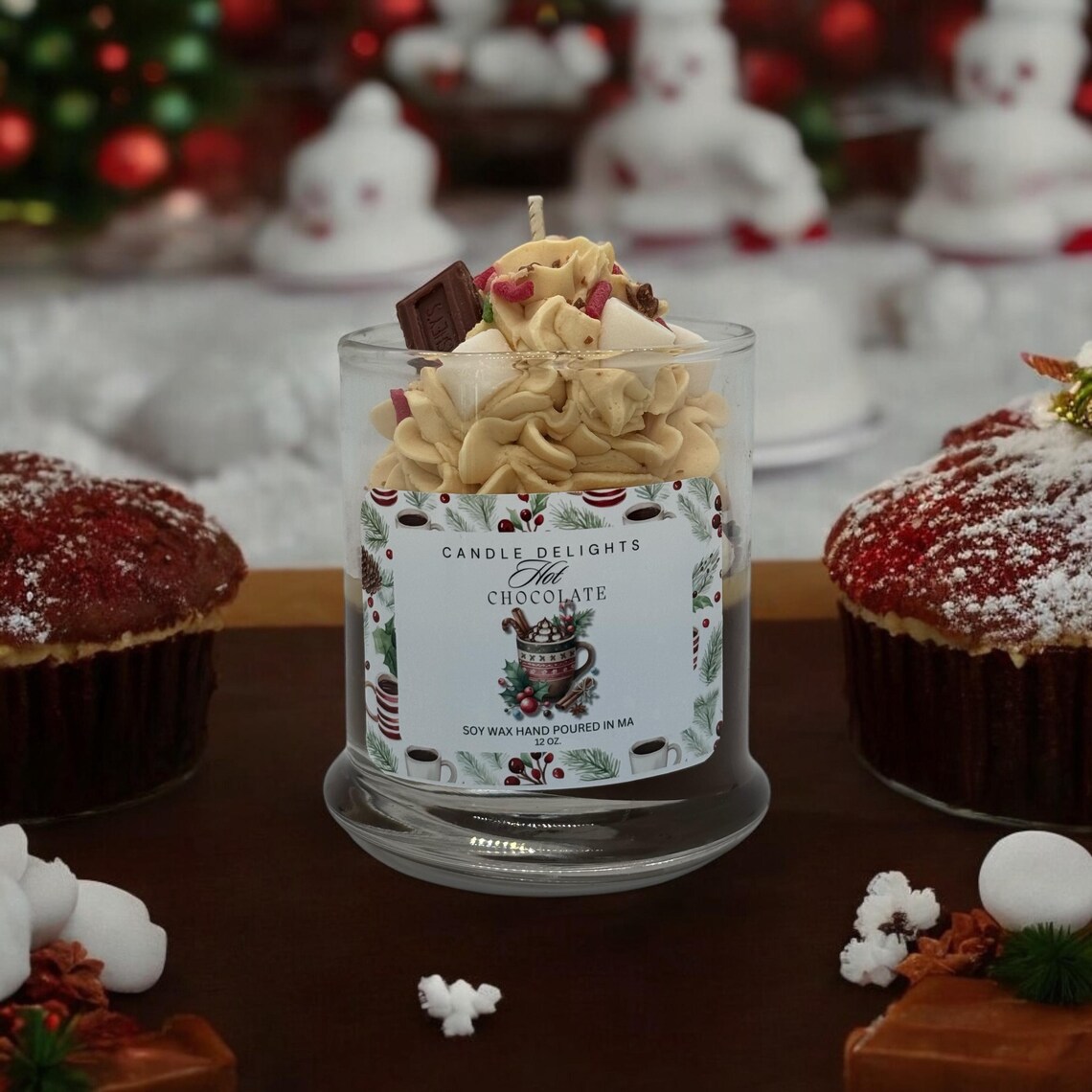 Hot Chocolate Candle: Cozy Scented Soy Wax Dessert Candle - Etsy