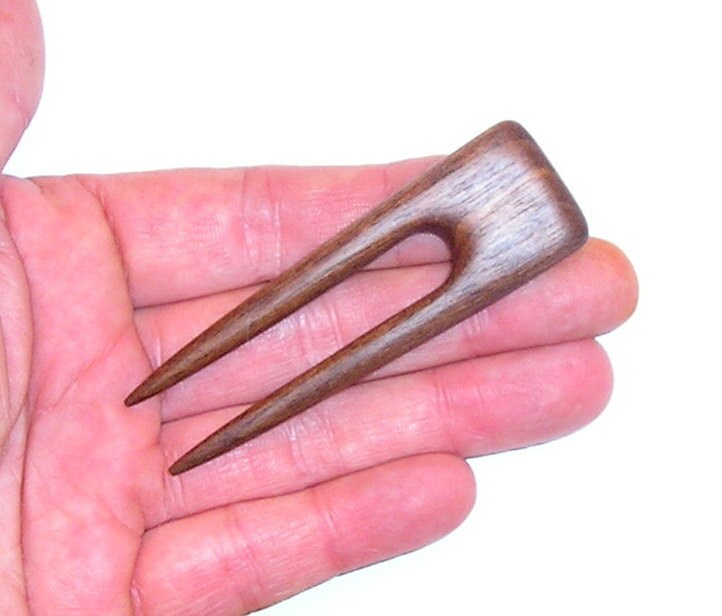 Stubby Square Top Walnut Hair Fork - Etsy