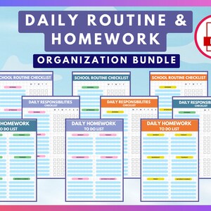 Daily Routine & Homework Organization Bundle, Daily Responsibilities ...