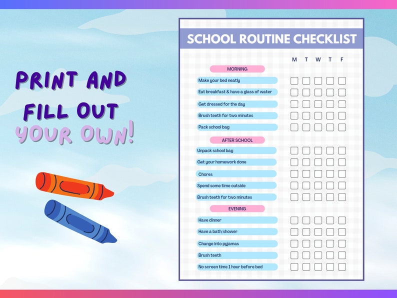 Daily Routine & Homework Organization Bundle, Daily Responsibilities ...