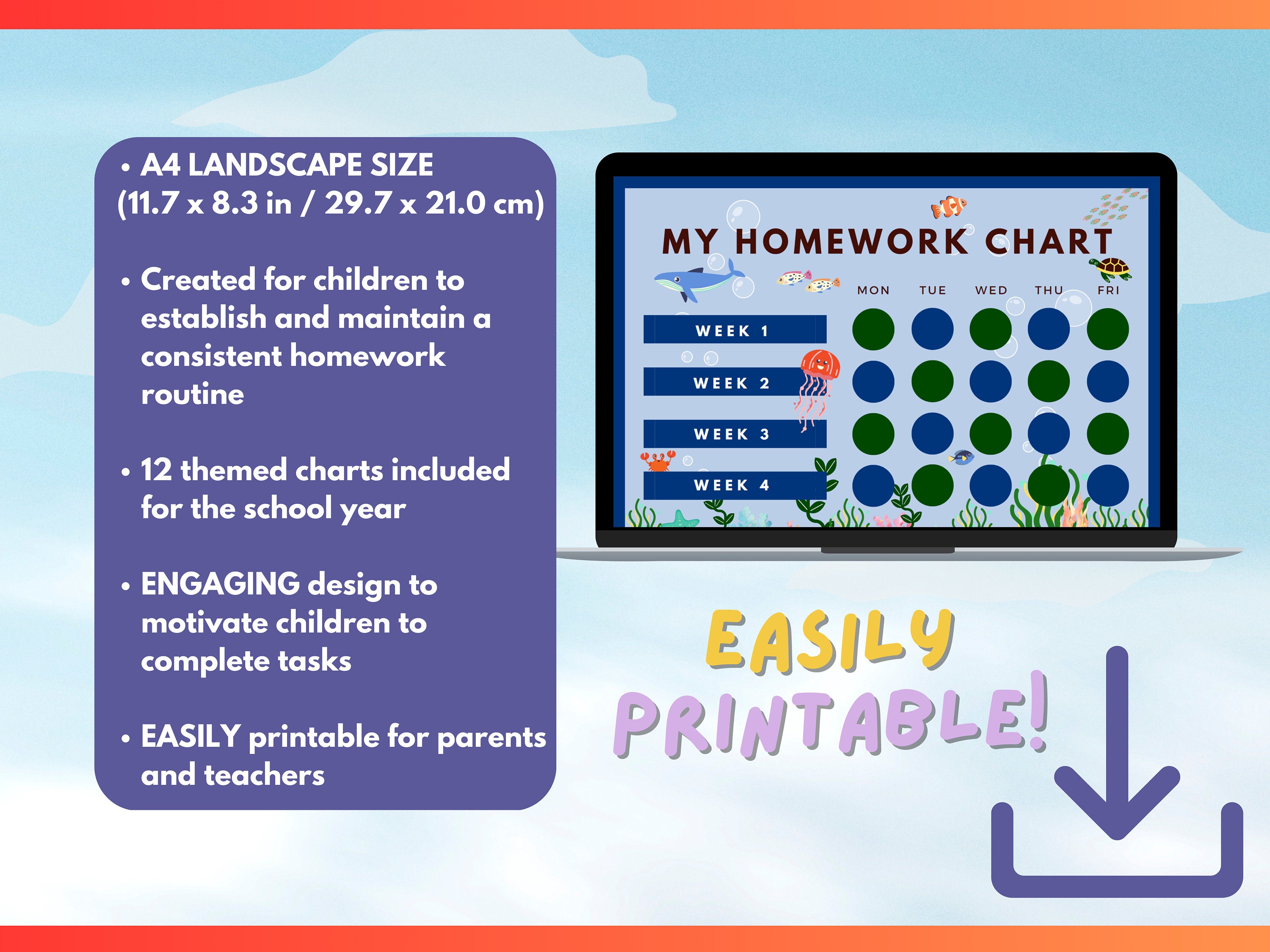 PRINTABLE BUNDLE Kids Homework Tracker, Weekly Homework Log, Kids ...