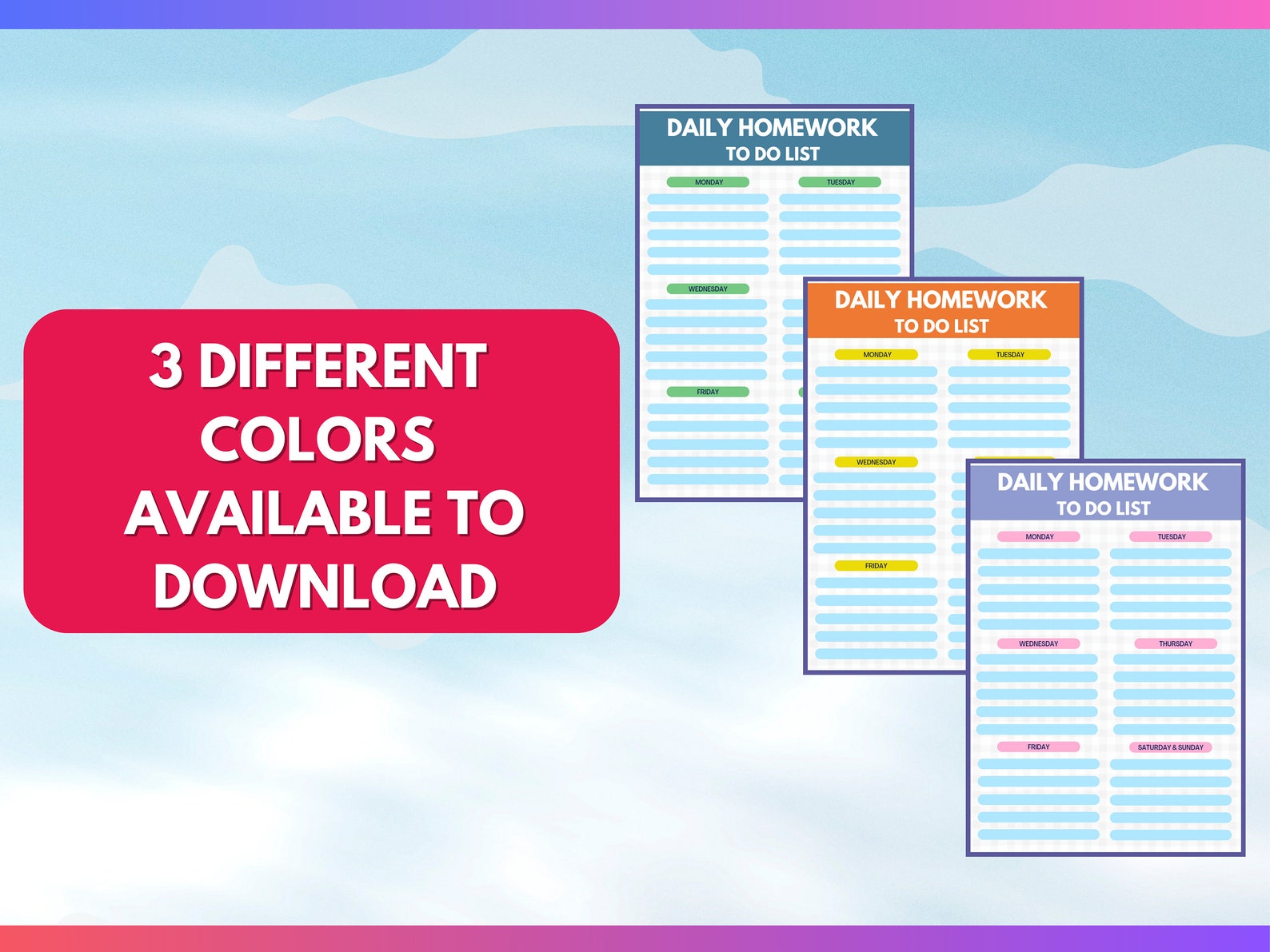 Daily Routine & Homework Organization Bundle, Daily Responsibilities ...