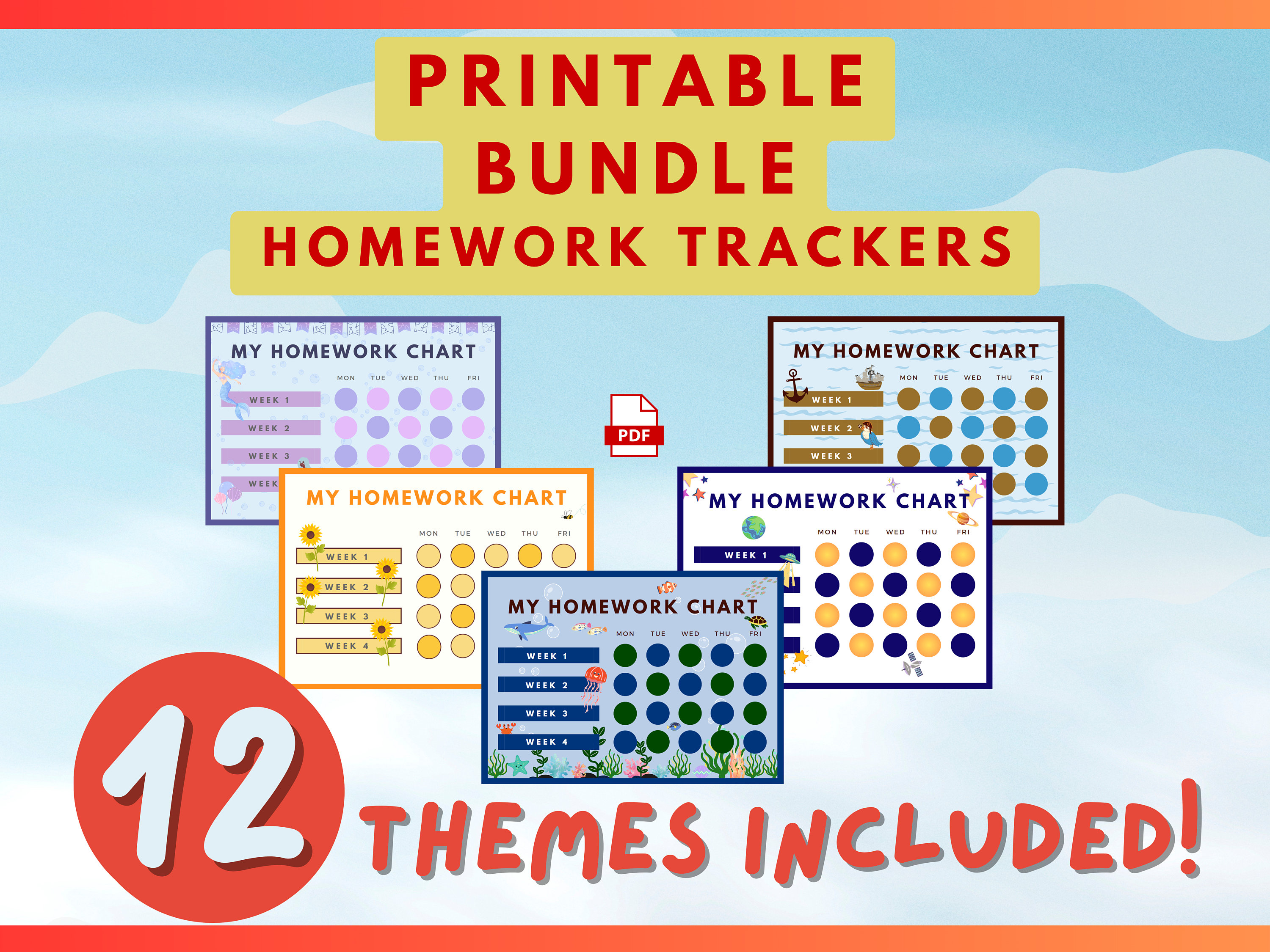 PRINTABLE BUNDLE Kids Homework Tracker, Weekly Homework Log, Kids ...
