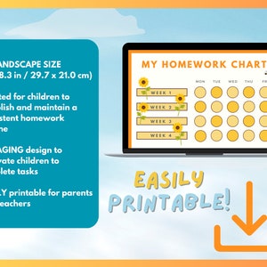 PRINTABLE School Weekly Homework Log, Sunflower Homework Tracker, Kids ...